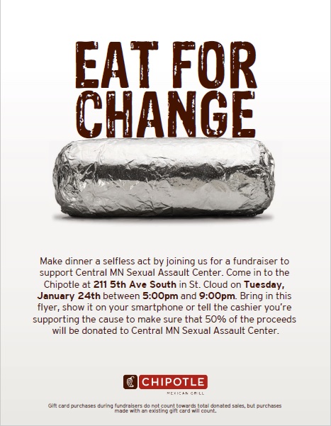 Chipotle Fundraiser One Week Away – Central MN Sexual Assault Center